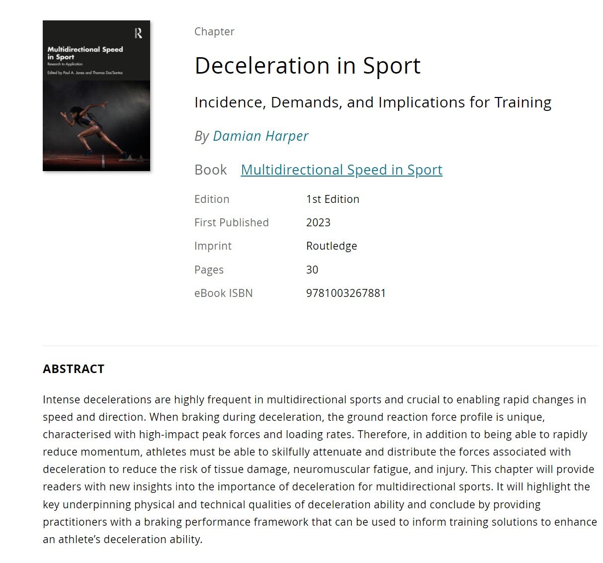 Deceleration in Sport: Incidence, Demands